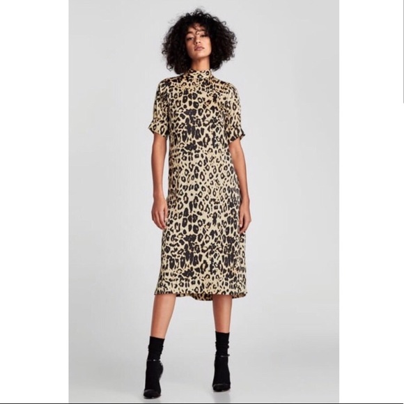 Zara | Dresses | Nwot Zara Leopard Print Side Split Midi Dress | Poshmark